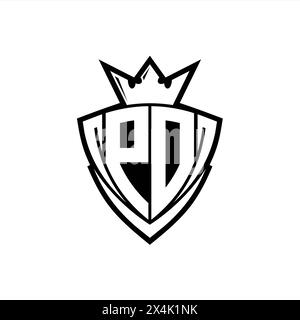 PD Letter logo with abstract shield shape with square white outline on ...