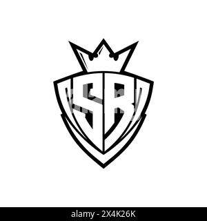 SR Letter logo with abstract shield shape with square black outline on ...