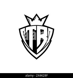 TR Letter logo with abstract shield shape with square white outline on ...