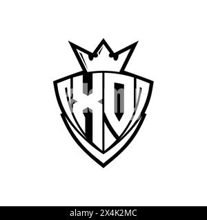XO Letter logo with abstract shield shape with square black outline on ...