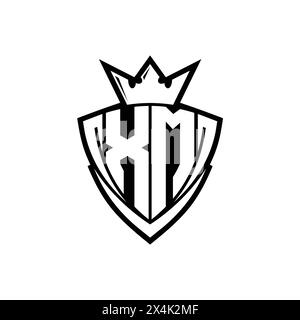 XM Letter logo with abstract shield shape with square black outline on ...