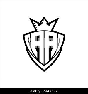 AA Letter logo with abstract shield shape with square white outline on ...