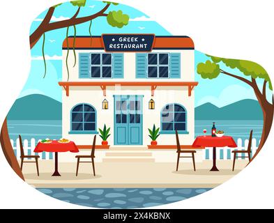 Greek Cuisine Restaurant Vector Illustration with Set Menu Delicious ...