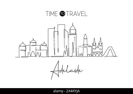 Australia, Adelaide city skyline isolated vector illustration, icons ...