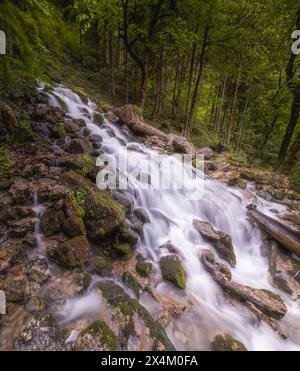Beautiful view of Rothbach Waterfall near Konigssee lake in ...