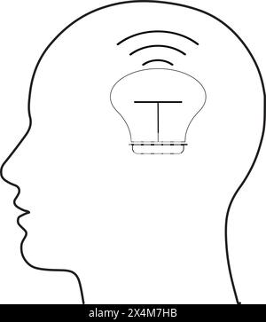 A digital simple illustration of a light bulb on a brown background ...