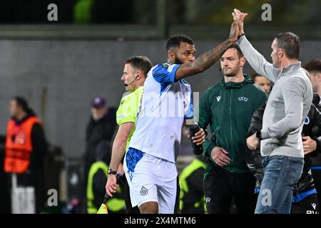 Brugges Coach Nicky Hayen celebrates after the UEFA Champions League ...