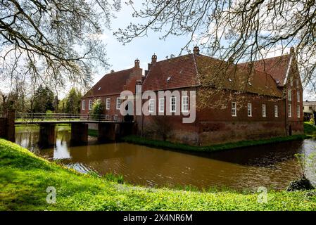 Hinta moated castle in Hinte, East Frisia, North Sea Coast, Lower ...