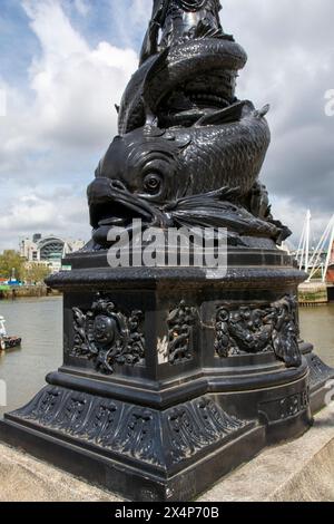 London, UK - May 9, 2023 : Vulliamy's Dolphin lamp standards of the ...