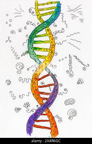 hand drawing molecule structure of nucleic acid bases on a virtual ...