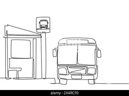 Single one line drawing of bus seen from the side that will serve ...