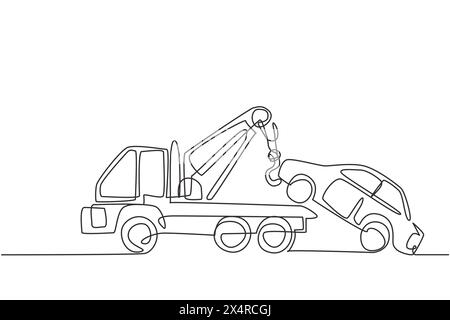 Tow truck lifting damaged car illustration Stock Vector Image & Art - Alamy