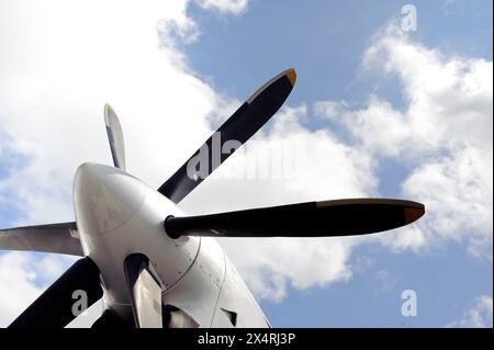 six vanes of propeller of civil airplane Stock Photo - Alamy