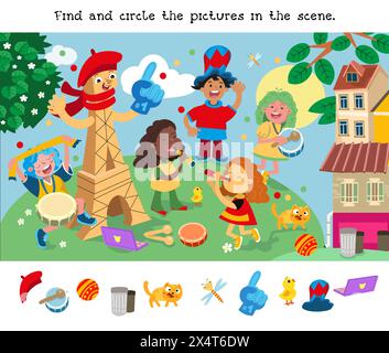 Find and circle hidden objects. Educational game for children. Animals ...
