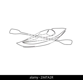 Single continuous line drawing canoe trails and rafting club with ...