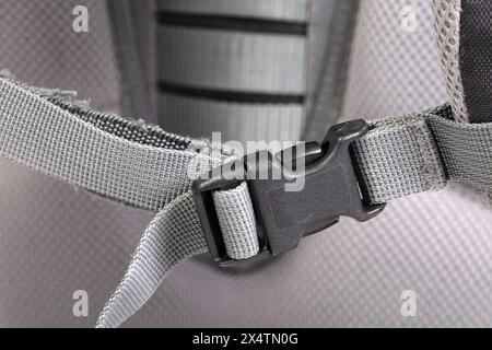 Black plastic clasp of backpack, full frame image Stock Photo - Alamy
