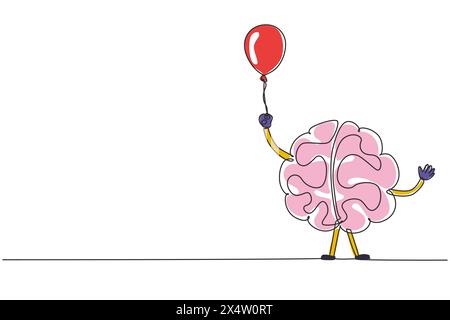 Cartoon human brain fly in sky as super hero. Clever central nervous ...
