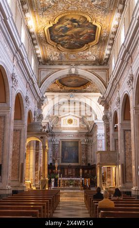 The nave of the Cathedral of Saints Philip and James in Sorrento, Italy ...
