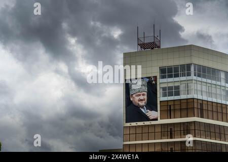 The portrait of Chechen Republic ex-president Akhmad Kadyrov, Russian ...