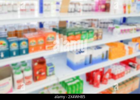 Pharmacy drugstore blur abstract backbround with medicine and ...
