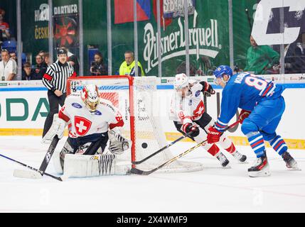 Goalkeeper Leonardo Genoni of Switzerland during the semifinal match ...