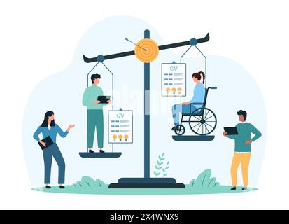 Discrimination of disabled people with man on wheelchair flat vector ...