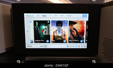 Infotainment screen in BA Club World Stock Photo - Alamy