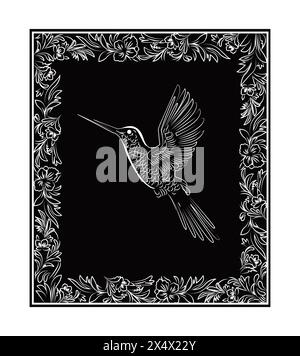 Hand drawn humming birds isolated on white. Monochrome flying ...