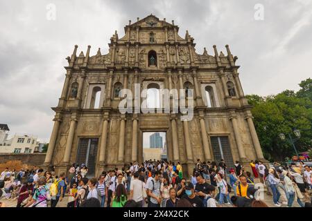 Macao - 12 April, 2024: Ruins of St. Paul's Church Popular tourist ...