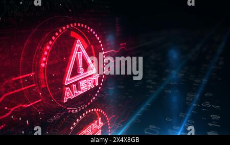 Alert warning exclamation mark symbol digital concept. Network, cyber ...