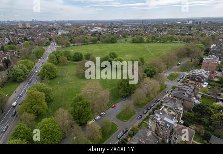 General aerial view of Ealing Common, Ealing, London, UK Stock Photo ...