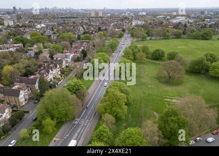 General aerial view of Ealing Common, Ealing, London, UK Stock Photo ...
