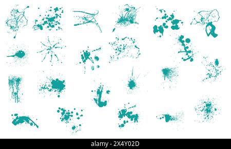 Ink drops and splashes. Blotter spots, liquid paint drip drop splash ...
