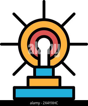 Light bulb with keyhole flat line black white vector object Stock ...