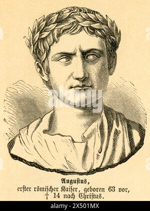 Ancient Rome, Roman Empire - Octavian Augustus and Cleopatra (Engraving ...