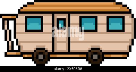 pixel art of small van house isolated background Stock Vector Image ...