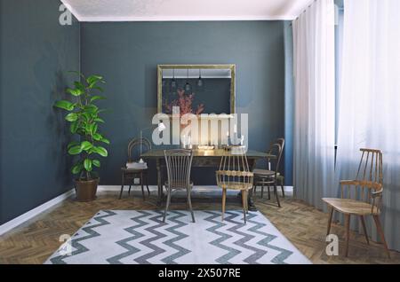 Dining room interior design in modern appartment Stock Photo - Alamy