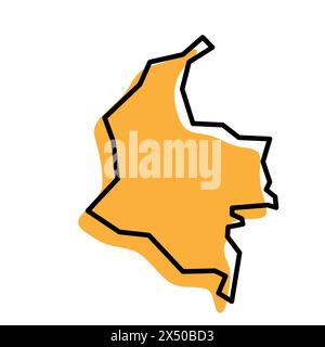 Colombia country thick black outline silhouette. Simplified map. Vector ...