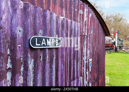 The sign on the lamps shed on the Dean Forest Railway at Whitecroft ...