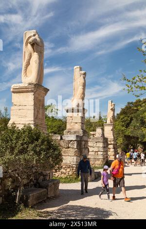 Odeon of Agrippa statues, Agora, Athens, Greece, Europe Stock Photo - Alamy