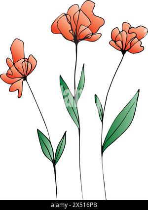 Single flower in red color illustration Stock Vector Image & Art - Alamy