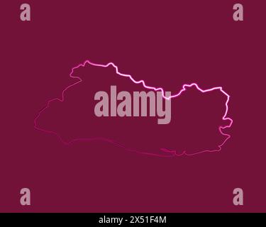 Vector neon flat simple map of Uzbekistan with violet striped texture ...