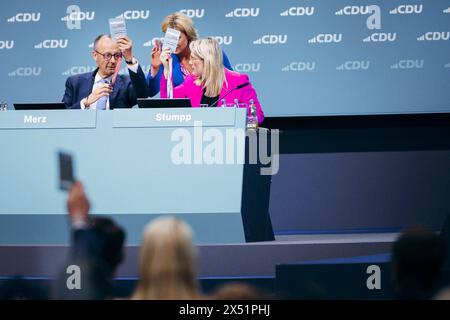 Friedrich Merz, Julia Kloeckner and Christina Stumpp, photographed during the CDU Germany 2024 ...