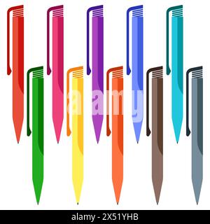 Set of multi-colored pens on a white background. Vector illustration ...