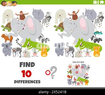differences game with cartoon polar animal characters Stock Vector ...