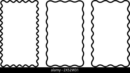 Set of vertical rectangle frames with wiggly edges. Rectangular shapes ...