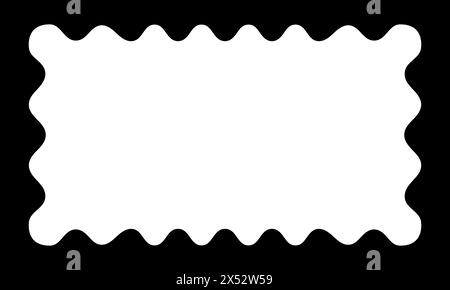 Rectangular frame with wavy inside edges. Rectangle vignette with scalloped inner borders ...
