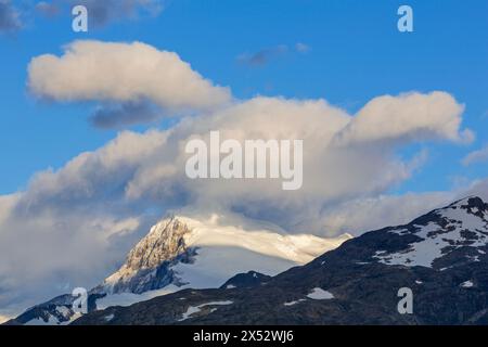 Sunrise on mountain, Darwin sound, Beagle Channel, Tierra del Fuego ...