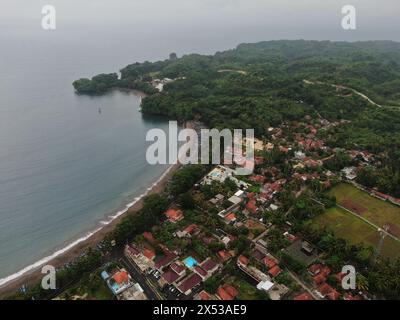 Aerial of Madasari beach in southern West Java, Indonesia Stock Photo ...