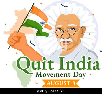 Quit India Movement Day Vector Illustration on 9 August with Indian ...